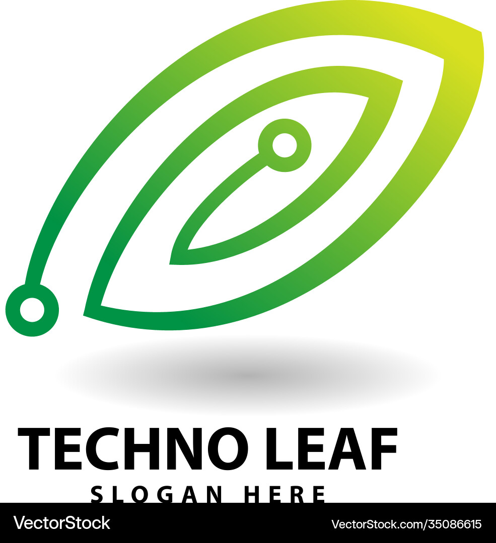 Technology leaf logo design icon Royalty Free Vector Image