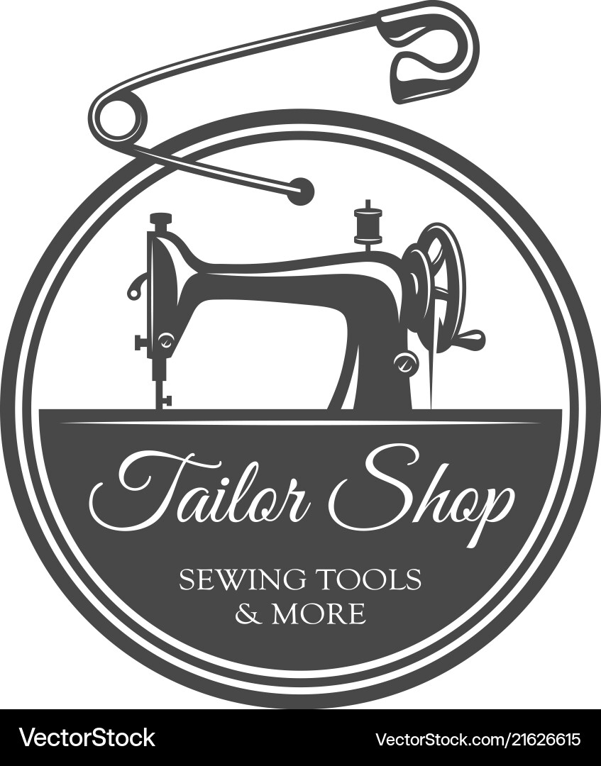 Vintage tailoring round label template Royalty Free Vector