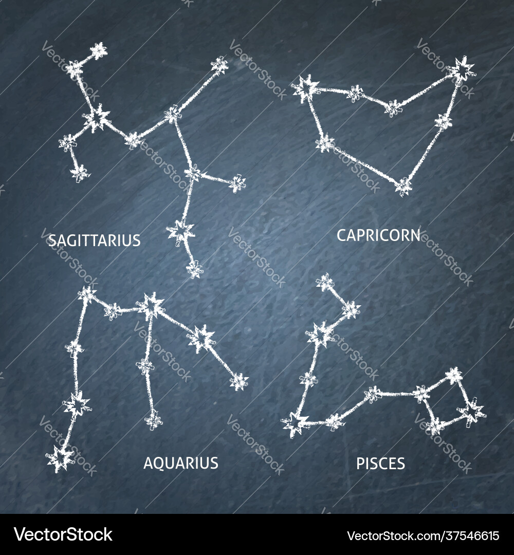 Zodiac Constellation Chalk Set Royalty Free Vector Image