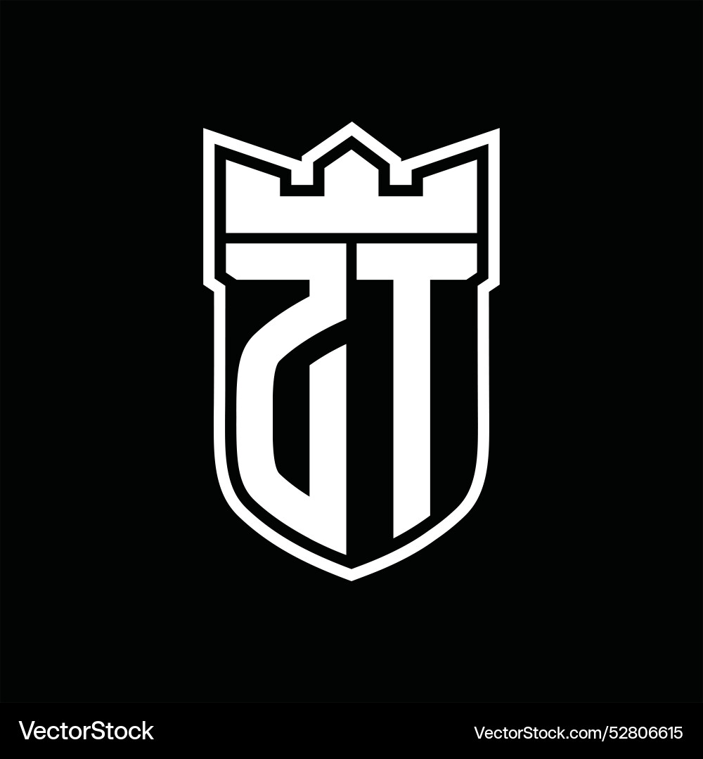 Zt logo shield shape with geometric crown inside Vector Image Zt logo shield shape with geometric crown inside Vector Image