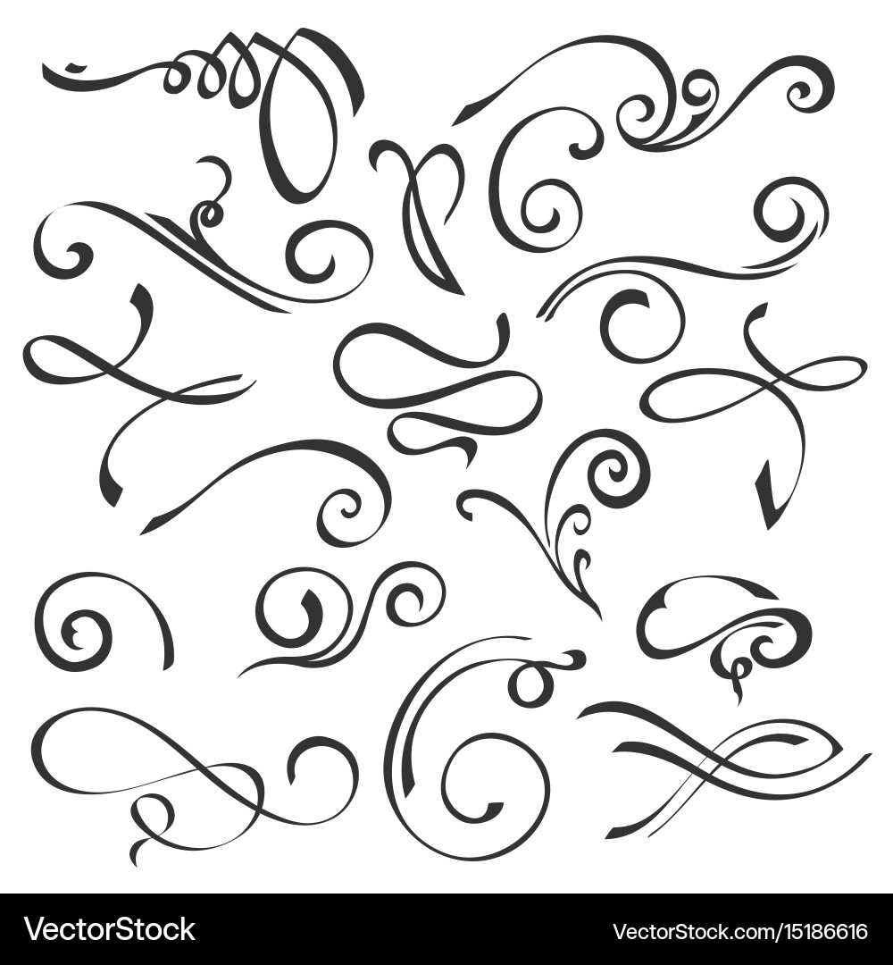 Calligraphic swirls element set Royalty Free Vector Image