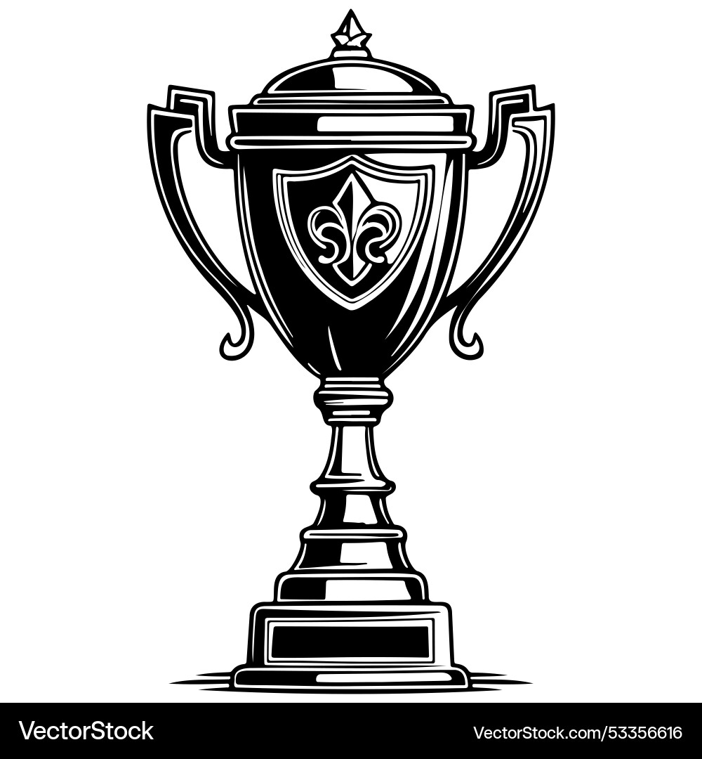 Cartoon trophy drawing black line isolated Vector Image