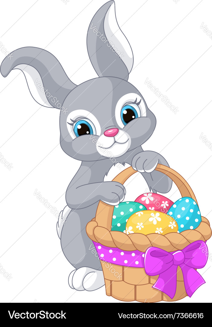 Cute Easter Rabbit with Basket Royalty Free Vector Image