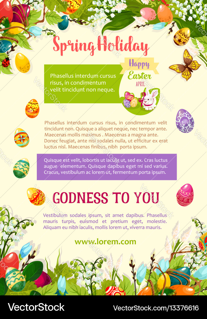 Easter Spring Holiday Poster Template Royalty Free Vector