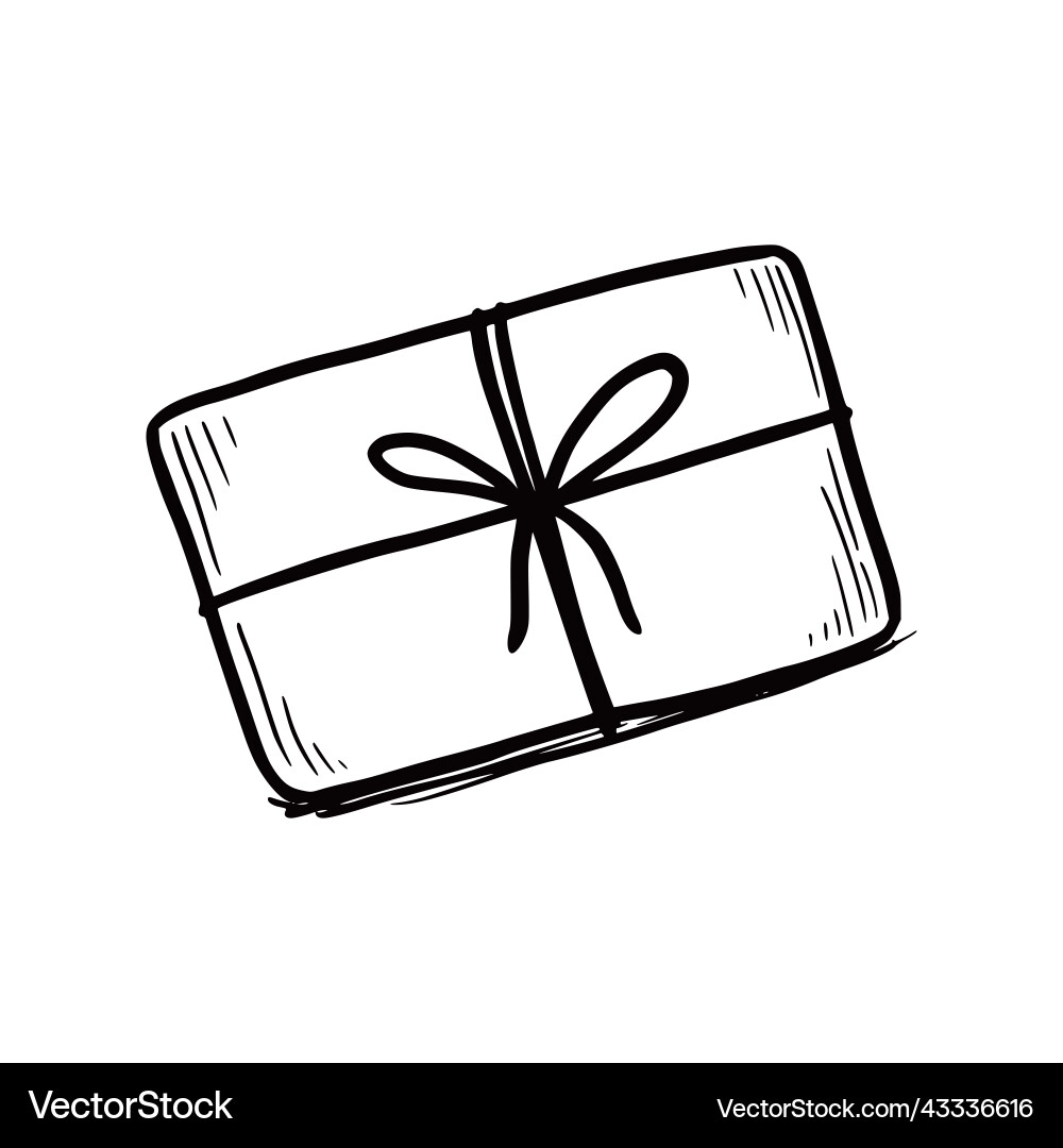 Hand drawn gift box with craft paper top view Vector Image