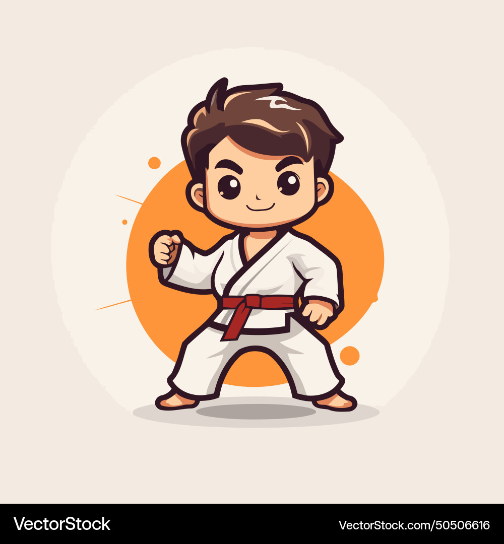 Karate boy cartoon character Royalty Free Vector Image