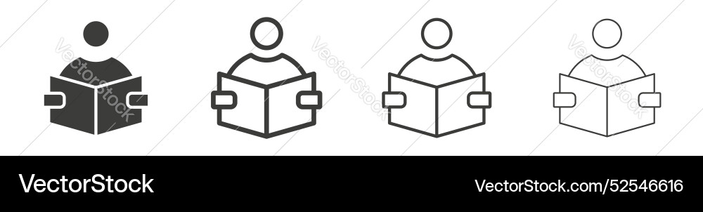 Reading icon set on white background Royalty Free Vector