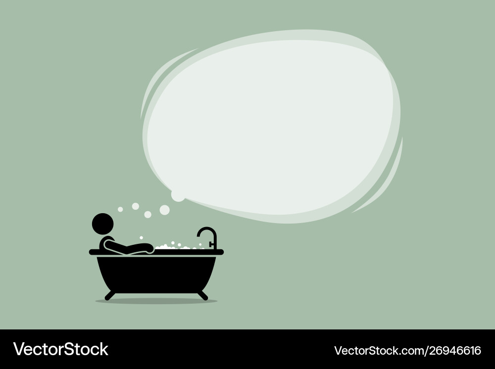 Thinking man taking a bath in bathtub Royalty Free Vector