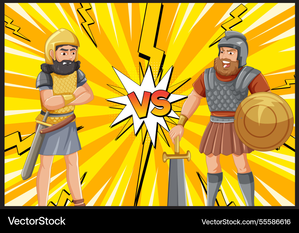 Two armored warriors face off in combat Royalty Free Vector