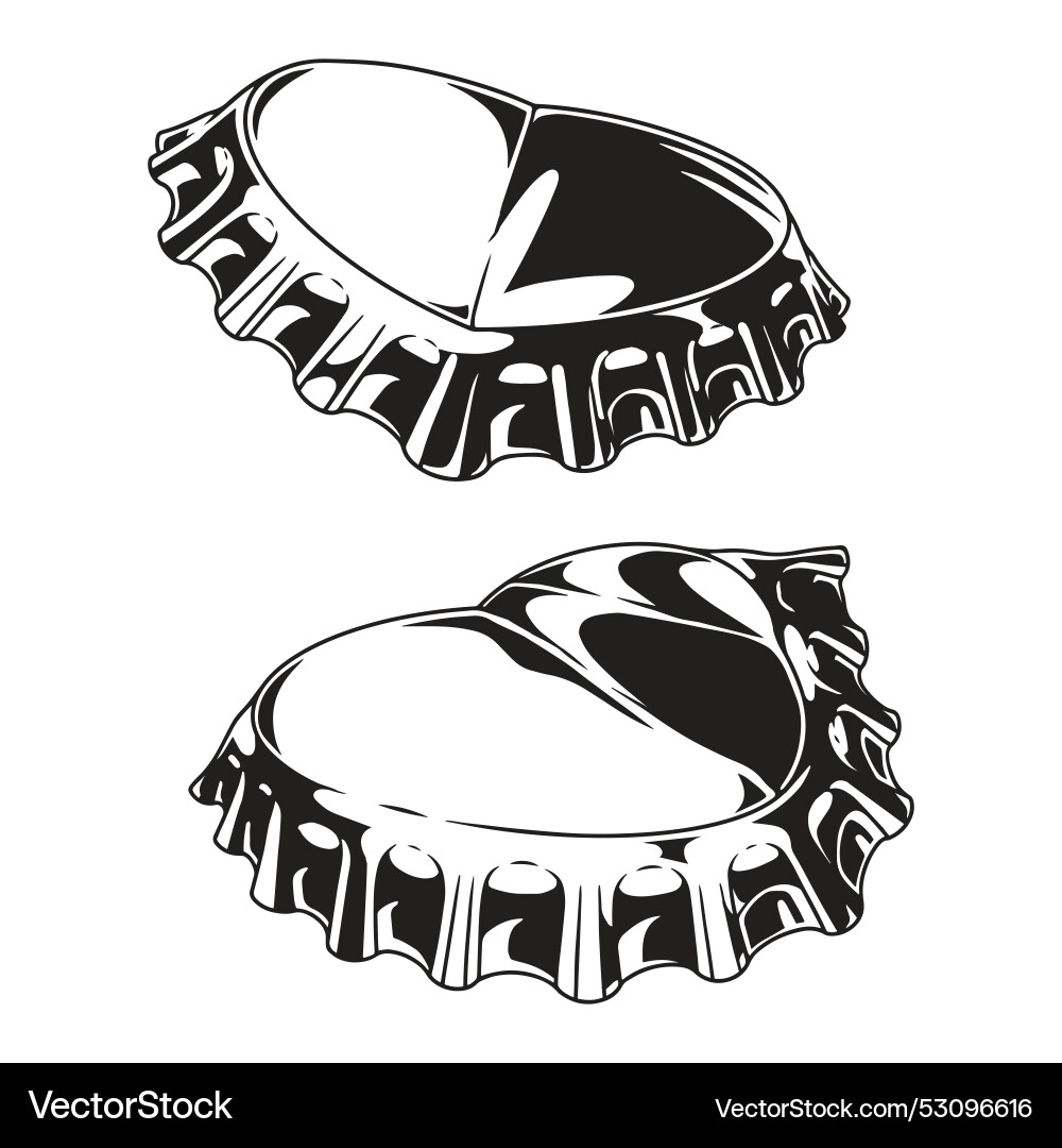 Water bottle caps monochrome sticker Royalty Free Vector