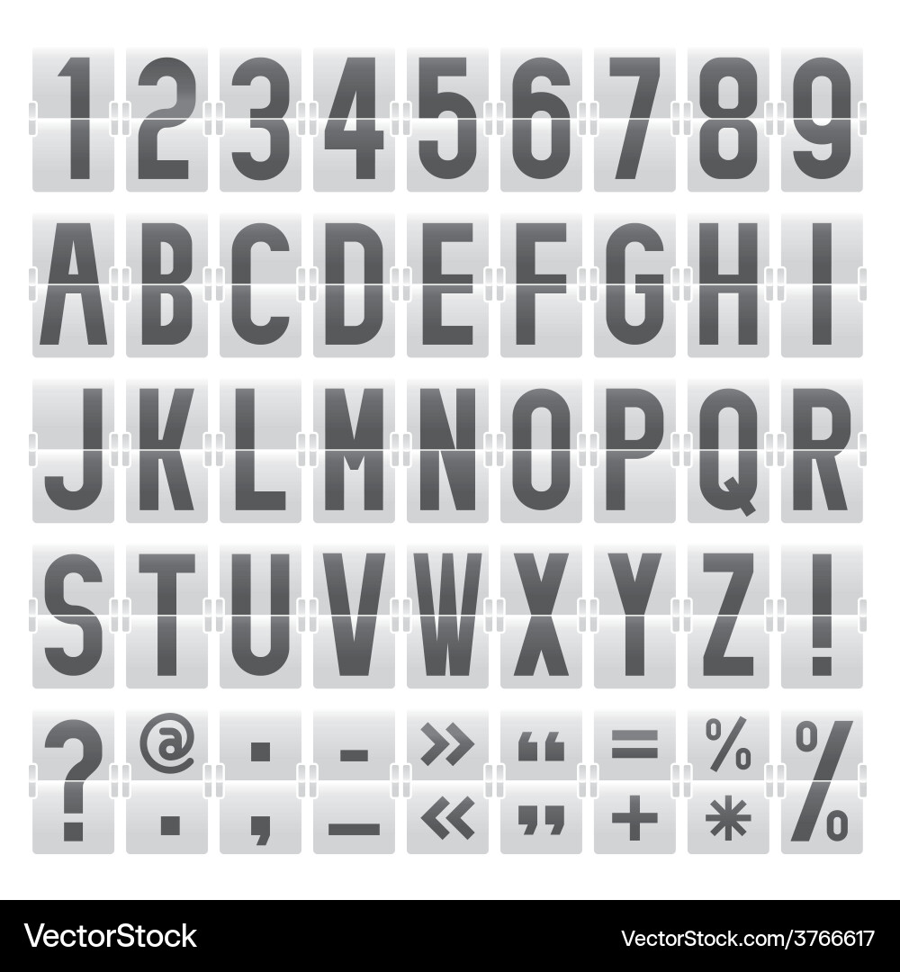 Alphabet of mechanical panel Royalty Free Vector Image