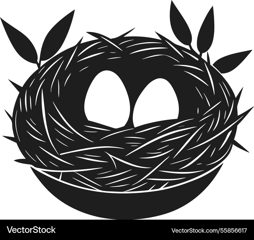 Bird nest with two eggs spring wildlife and Vector Image