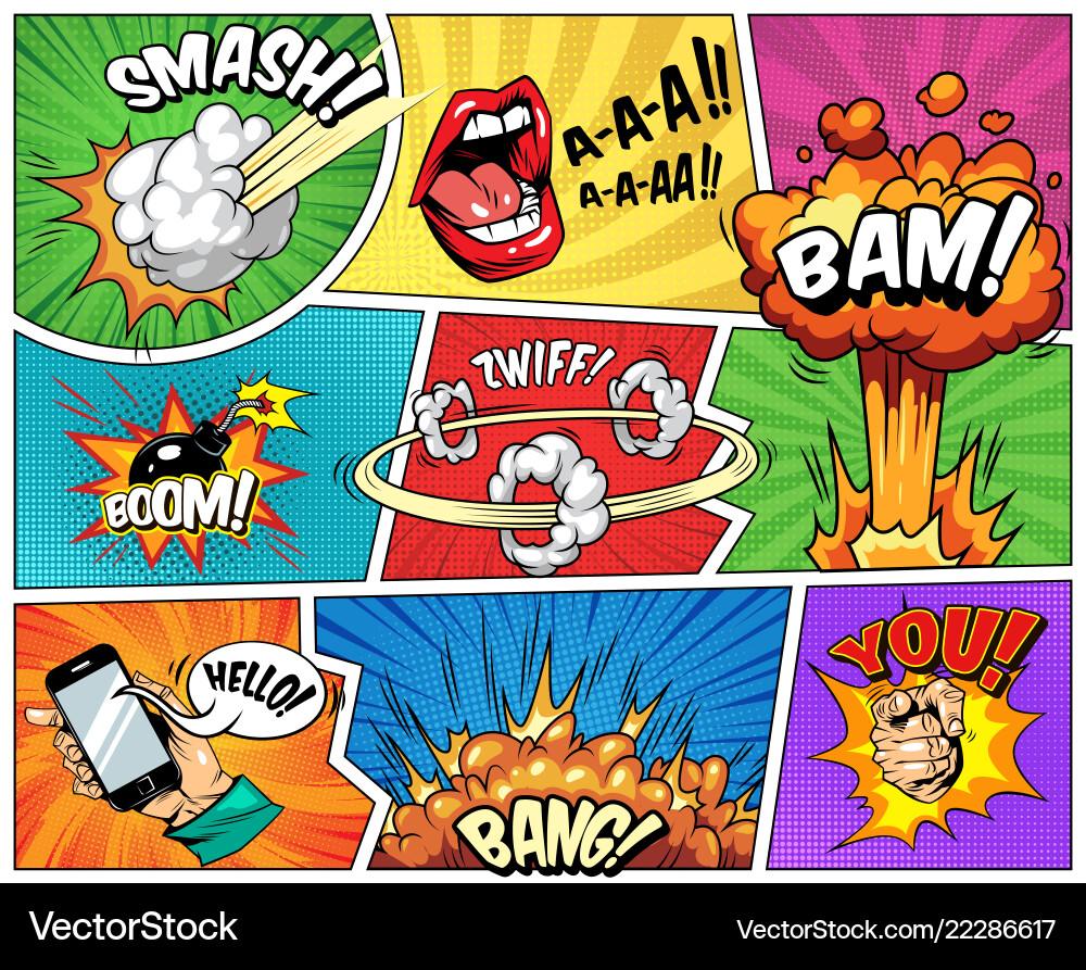 Comic bright composition Royalty Free Vector Image