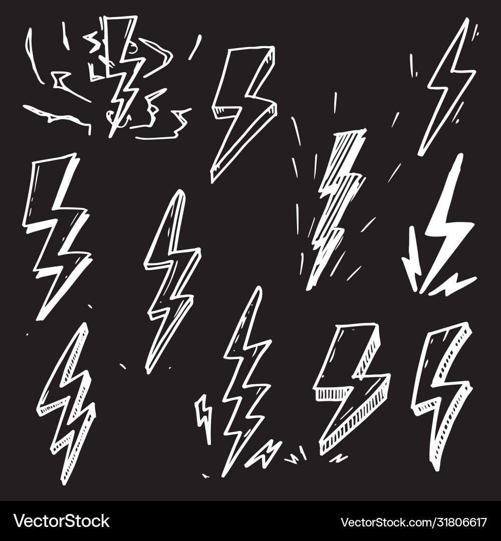 Electric Lightning Bolt Doodle Royalty Free Vector Image