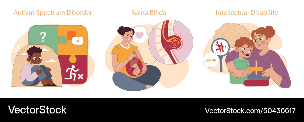 Kid disability set Royalty Free Vector Image - VectorStock