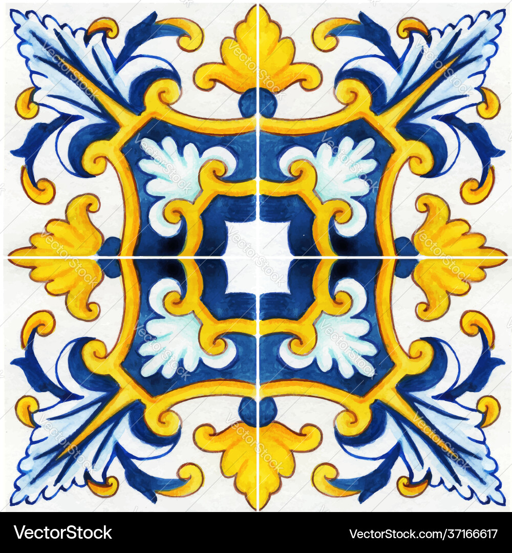 Mediterranean Sicilian Tile Pattern Royalty Free Vector