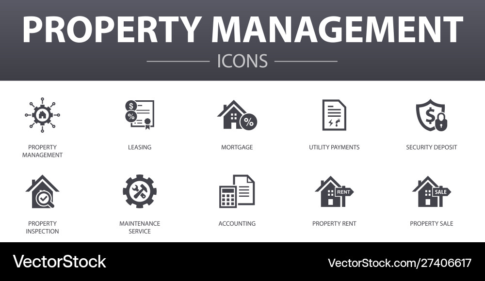 Property management simple concept icons set Vector Image