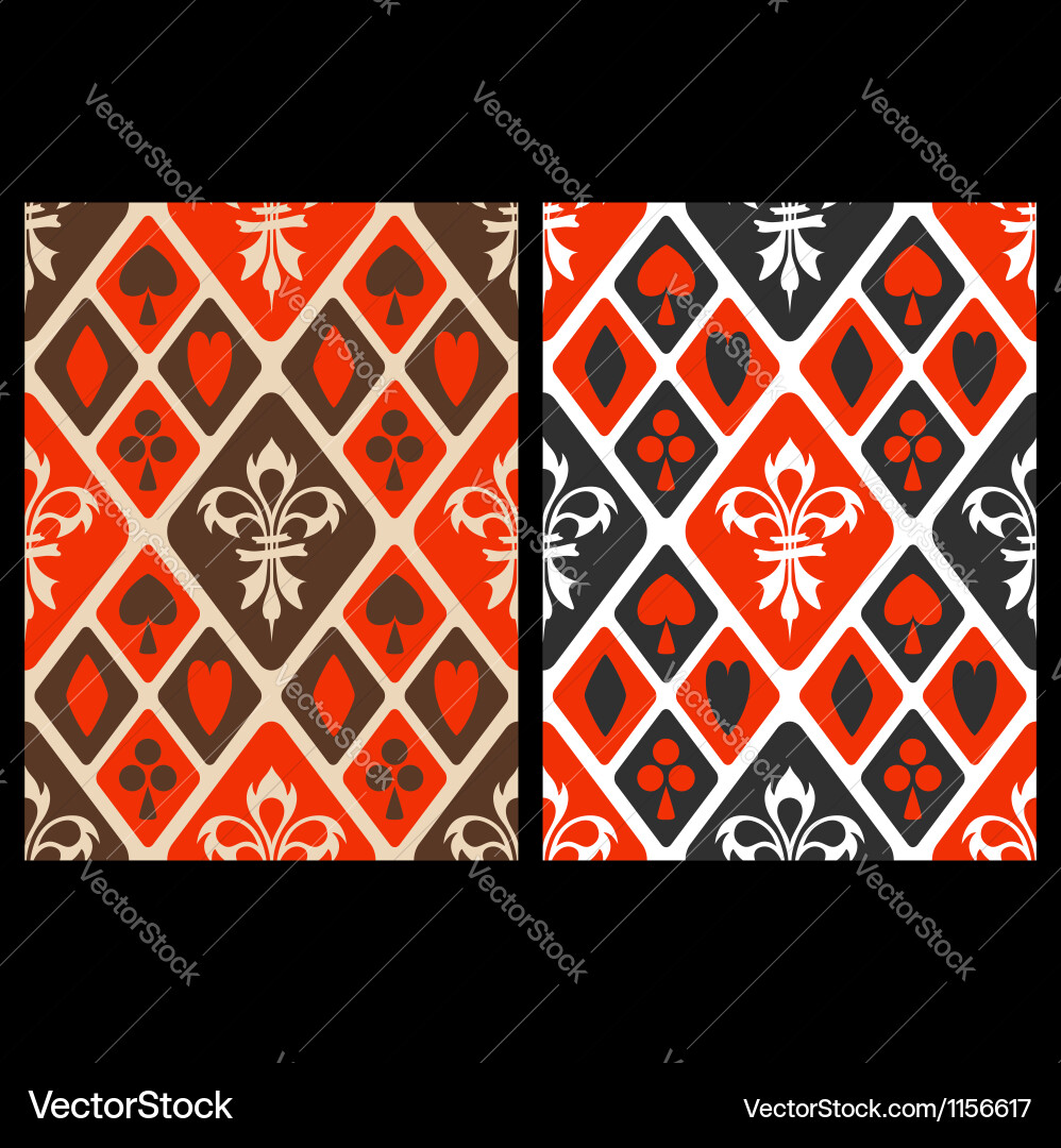 Seamless card suits patterns Royalty Free Vector Image