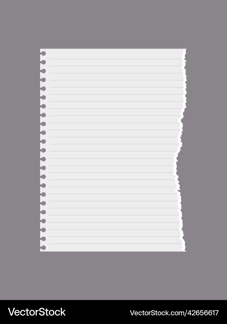 Torned and lined notebook paper piece realistic Vector Image