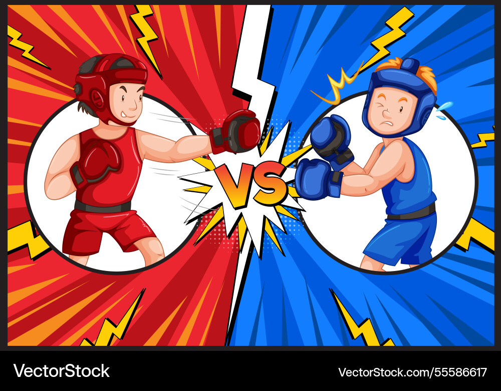 Two boxers face off in a dynamic Royalty Free Vector Image