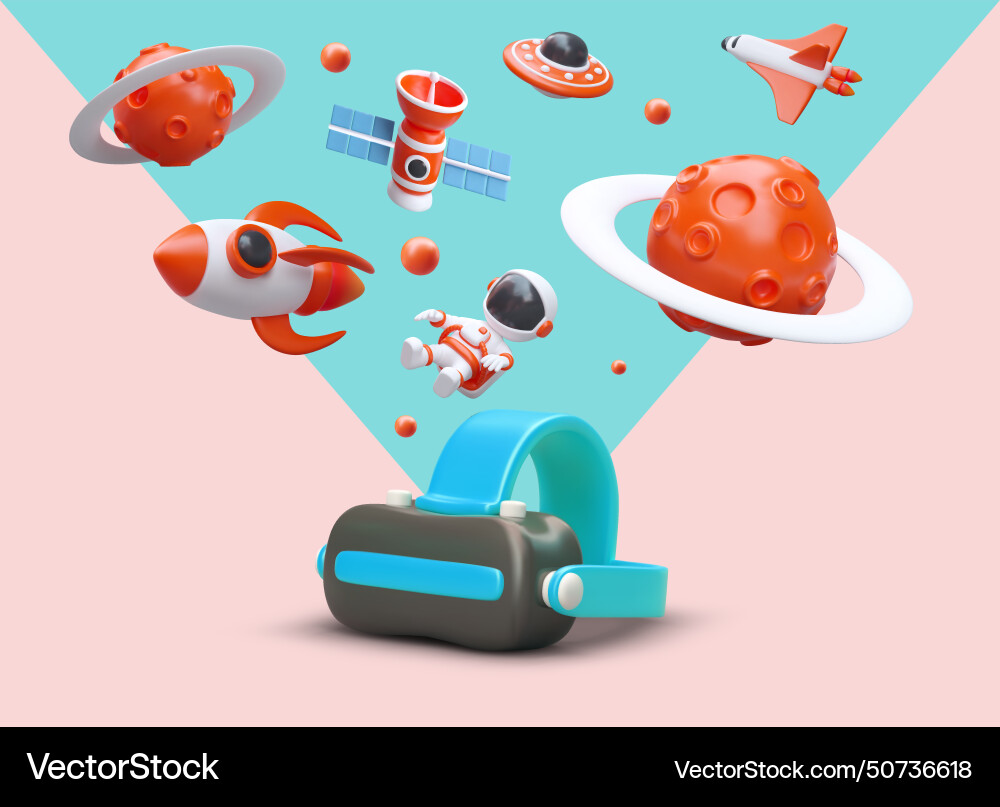 Bright world of virtual reality vr glasses space Vector Image