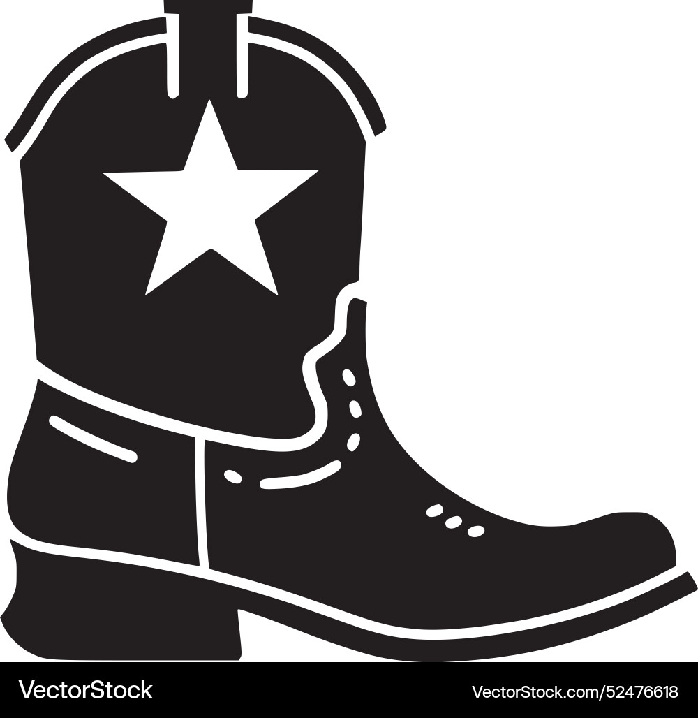 Cowboy boot - black and white isolated icon Vector Image