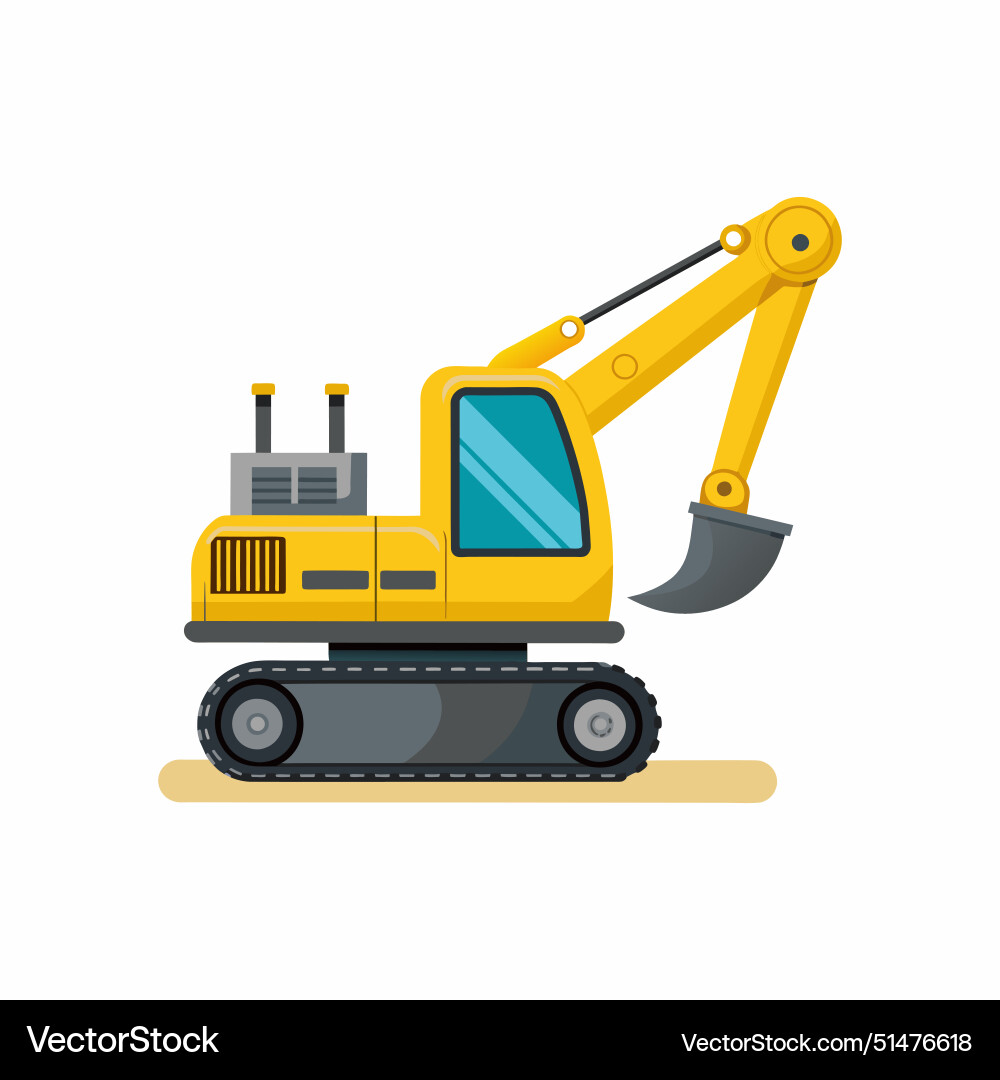 Excavator vehicle working realistically flat Vector Image