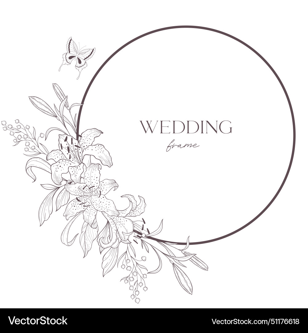 Line art wedding frame Royalty Free Vector Image