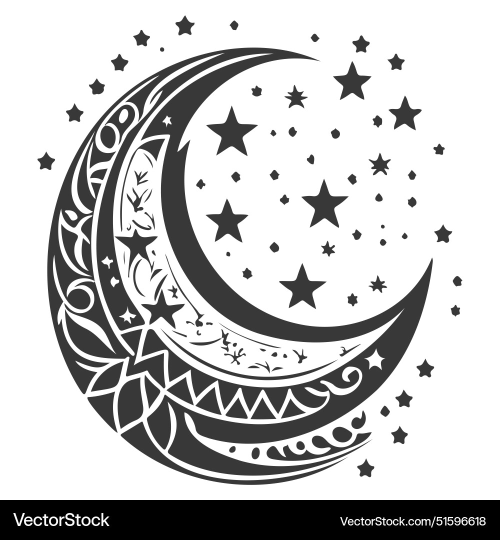 Moon star ramadan arabic islamic grey Royalty Free Vector