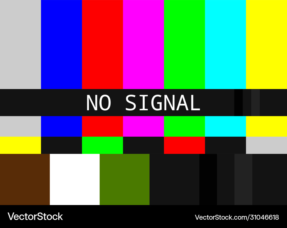 Old tv screen no signal background flat Royalty Free Vector