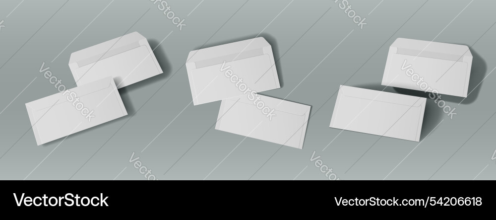 White open and closed blank letter envelop mockup Vector Image