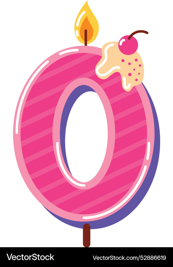 Birthday candle number zero Royalty Free Vector Image