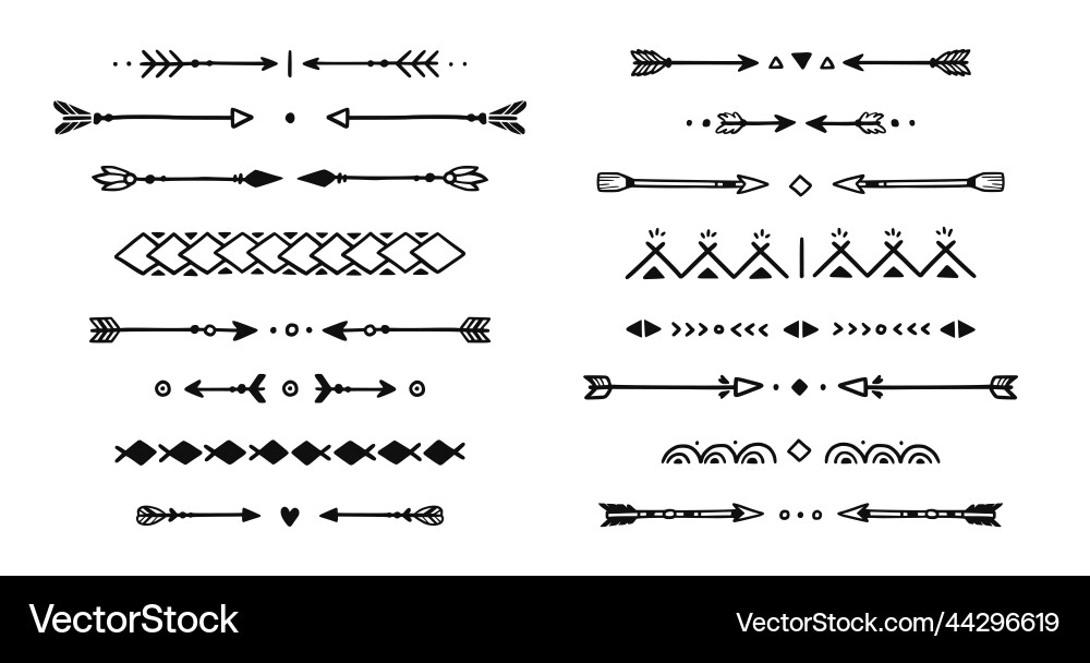 Boho Arrow Tribal Decor Set Royalty Free Vector Image