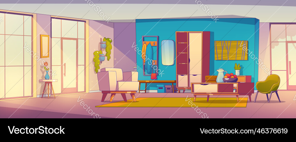 Contemporary home hallway interior design Vector Image