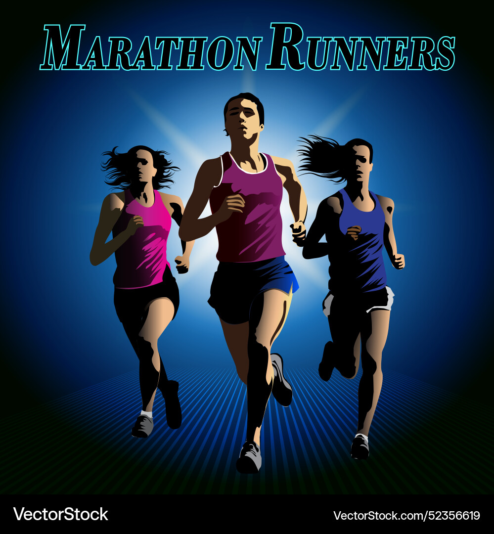 Marathon runners Royalty Free Vector Image - VectorStock