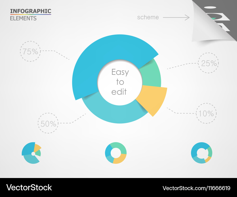 Pie chart elements for infographic Royalty Free Vector Image
