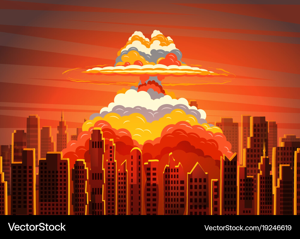 Radioactive Mushroom Cloud Over City Royalty Free Vector