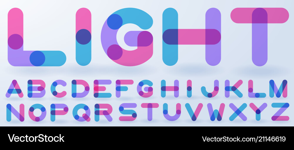 Transparent blue and pink alphabet Royalty Free Vector Image