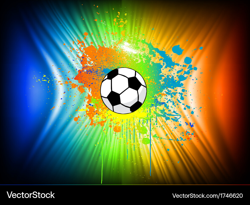Abstract ink background with soccer ball Vector Image