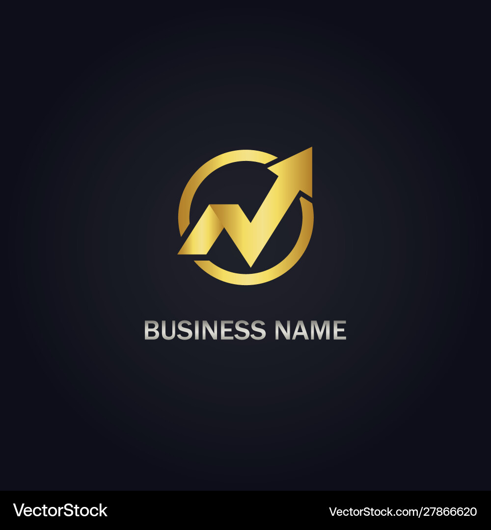 Arrow growth sign gold logo Royalty Free Vector Image