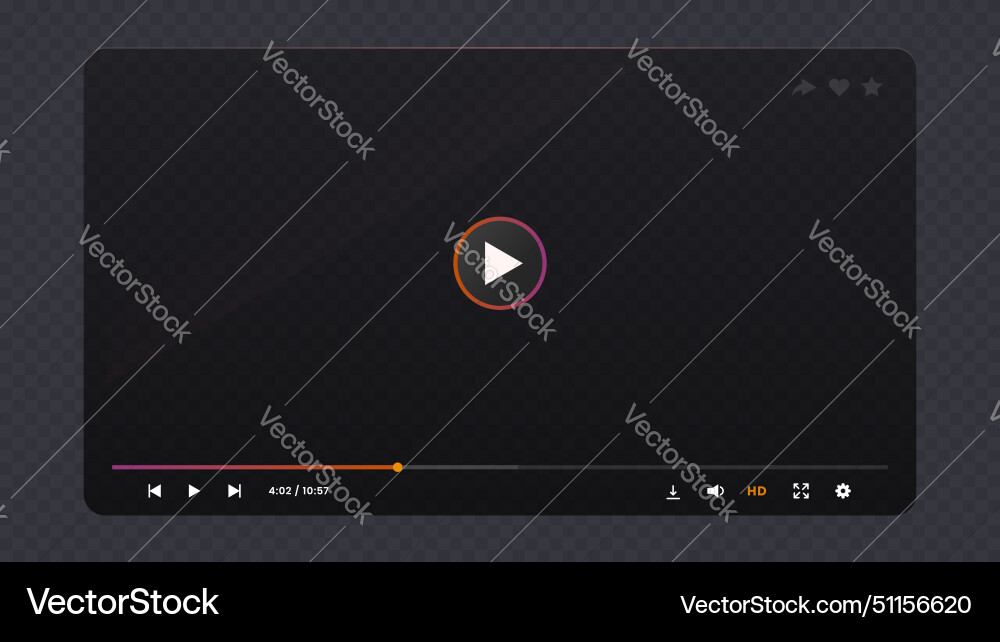 Dark glossy transparent video player interface Vector Image