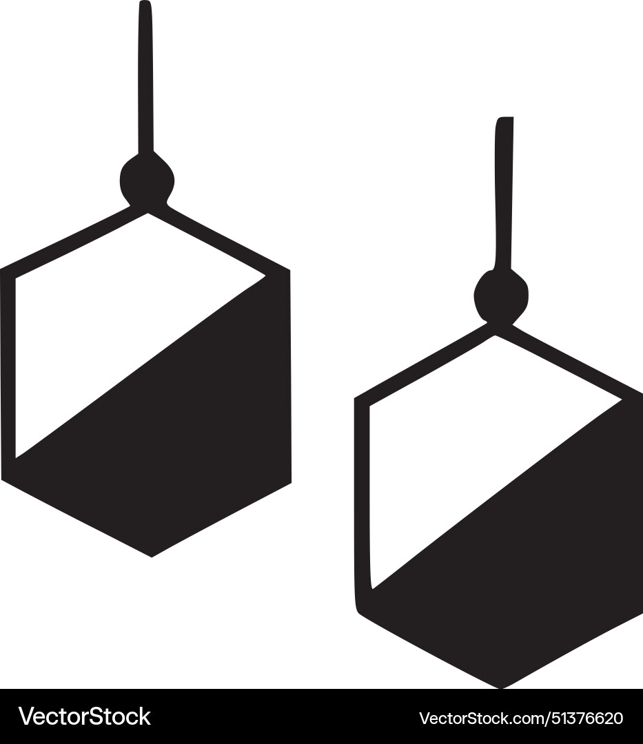 Earrings - black and white isolated icon Vector Image