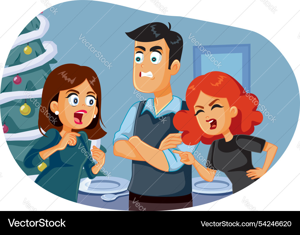 Family Argument at Christmas Dinner Royalty Free Vector