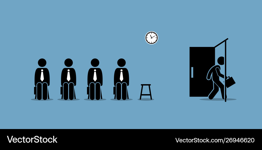 Job interview candidates waiting outside room Vector Image