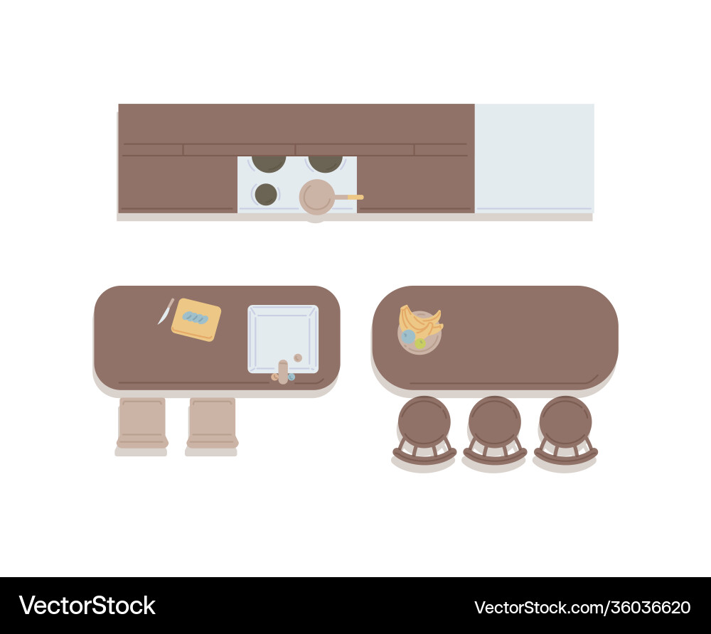 Kitchen furniture from top view isolated on white Vector Image