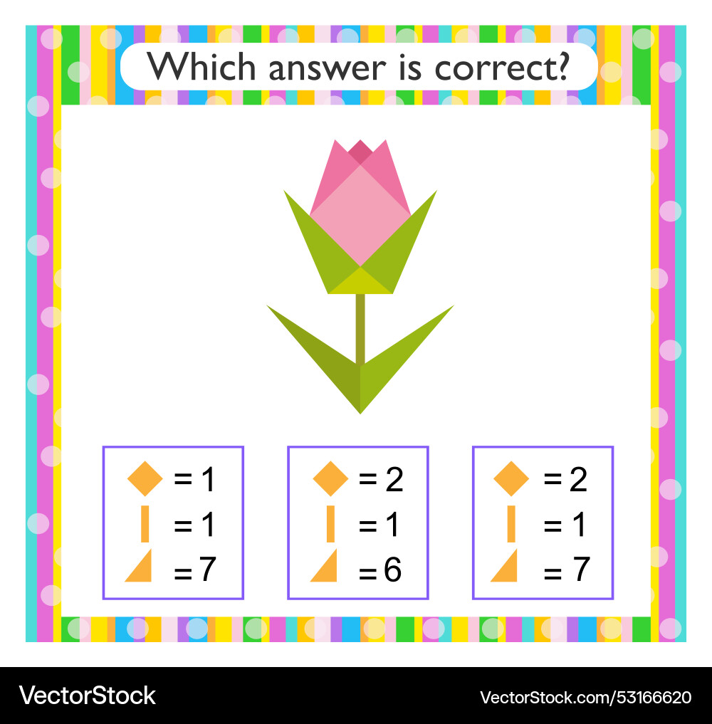 Math activity for kids find the correct answer Vector Image