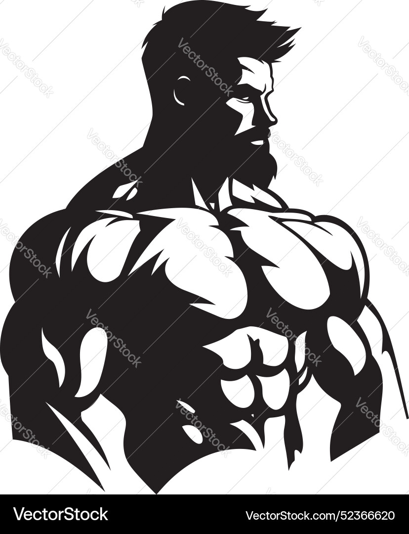 Robust muscle emblem black logo icon Royalty Free Vector