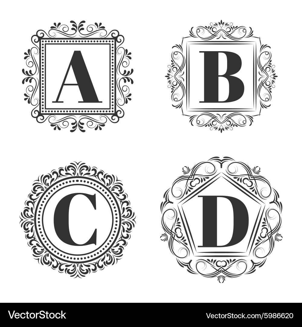 Set of classical logo or monogram design letters Vector Image