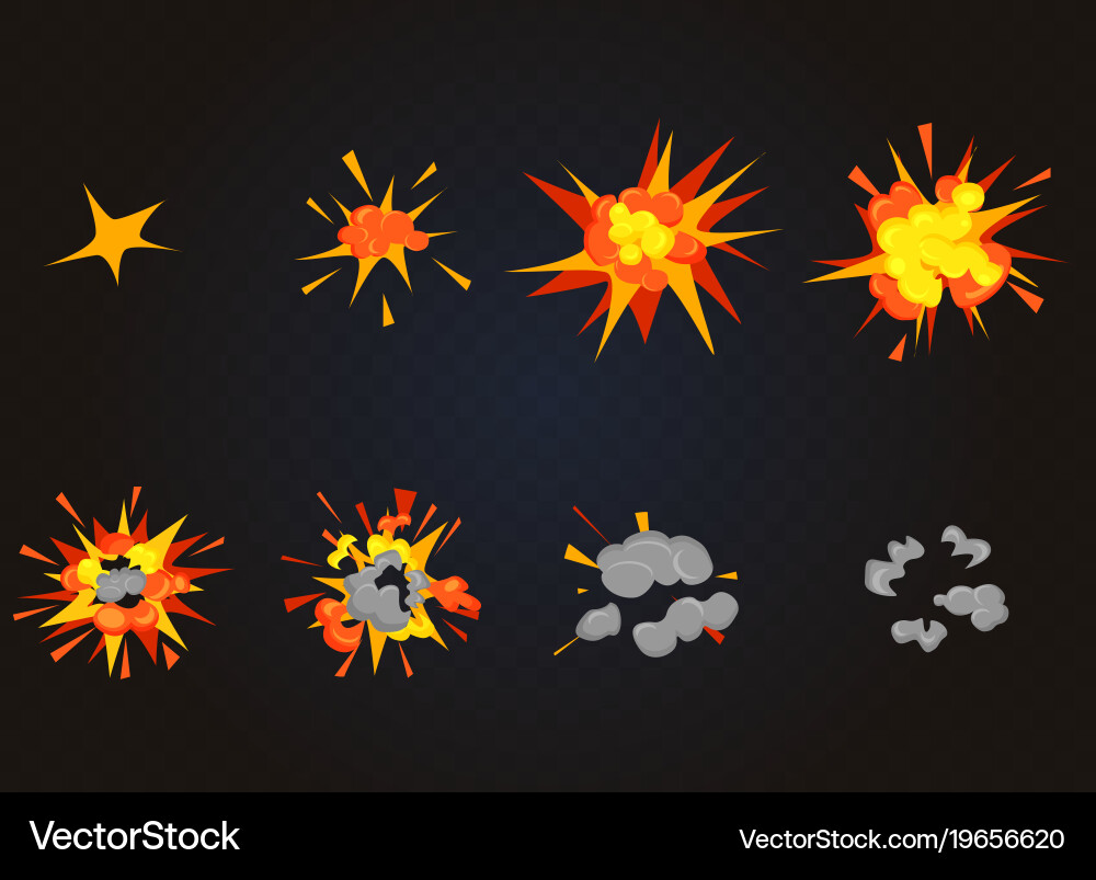 Top view of flash explosion effect bomb Royalty Free Vector