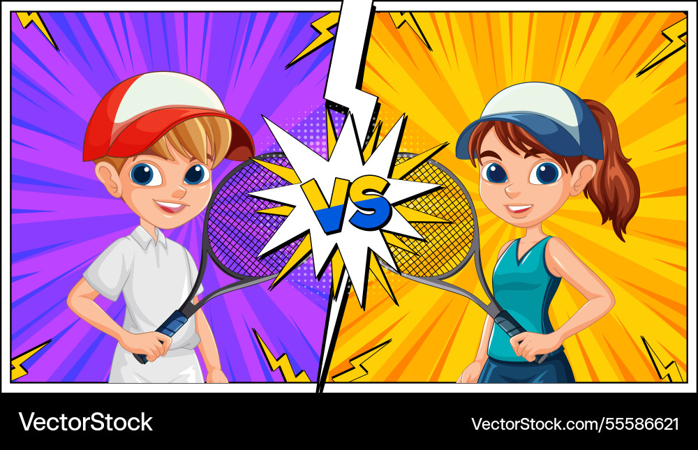 A tennis match face-off Royalty Free Vector Image